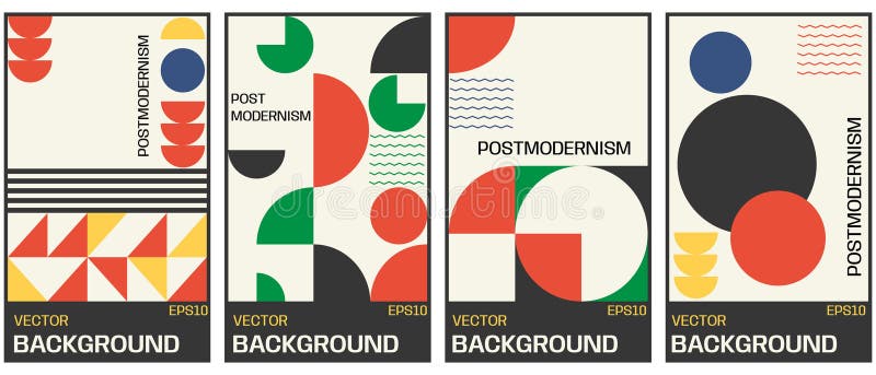 Vector Set of Postmodern Vertical Poster.Abstract Geometric Backgrounds ...