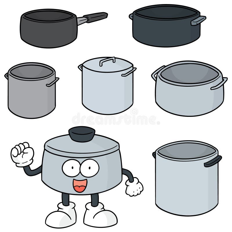 Vector set of pot stock vector. Illustration of cook - 119229734