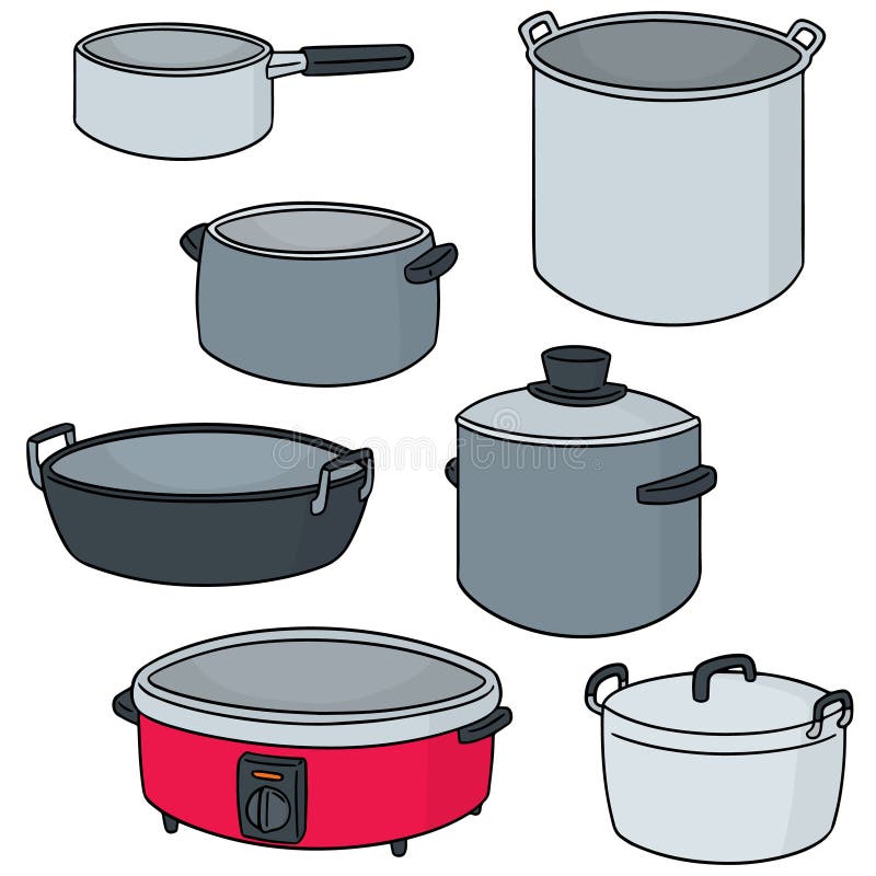 Vector set of pot stock vector. Illustration of dinner - 117655360