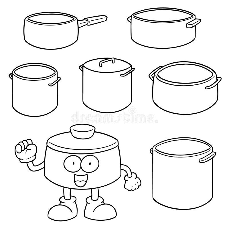 Vector set of pot stock vector. Illustration of line - 119229605