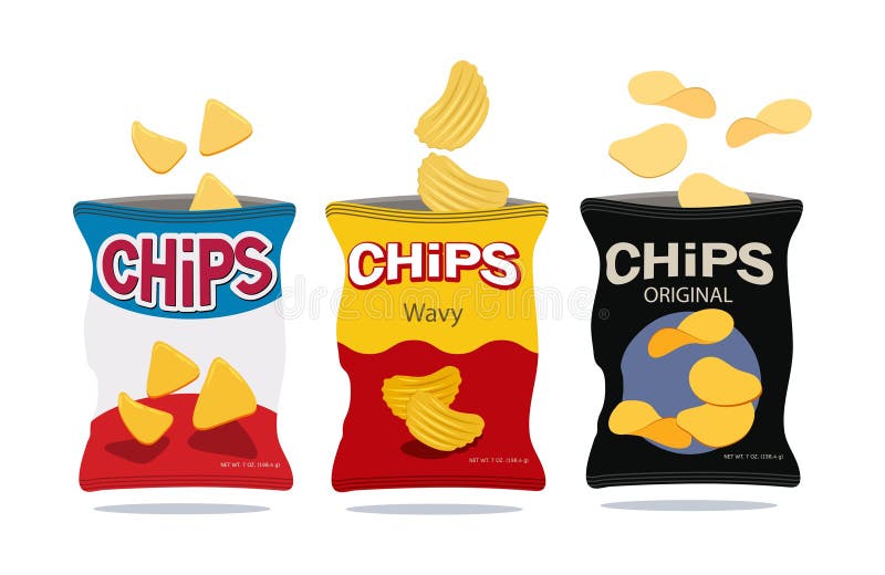 Vector Set of Potato Chips Packages. Snack Concept Stock Vector ...
