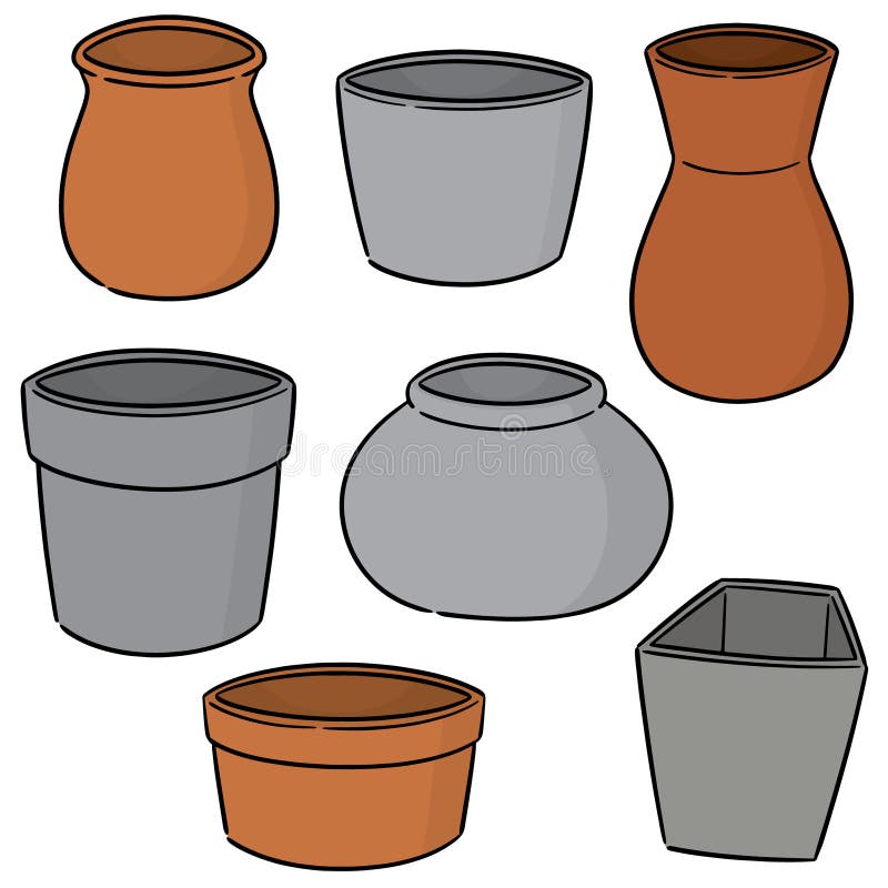 Vector set of pots stock vector. Illustration of growth - 119808995