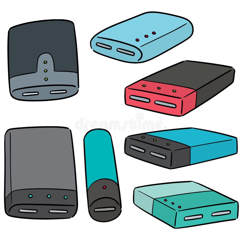 Vector set of power bank stock vector. Illustration of electric - 144520367
