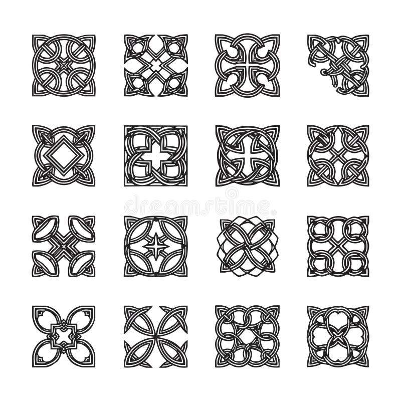 Celtic Knot Seamless Pattern Vector Set with Intricate Black Line Art ...