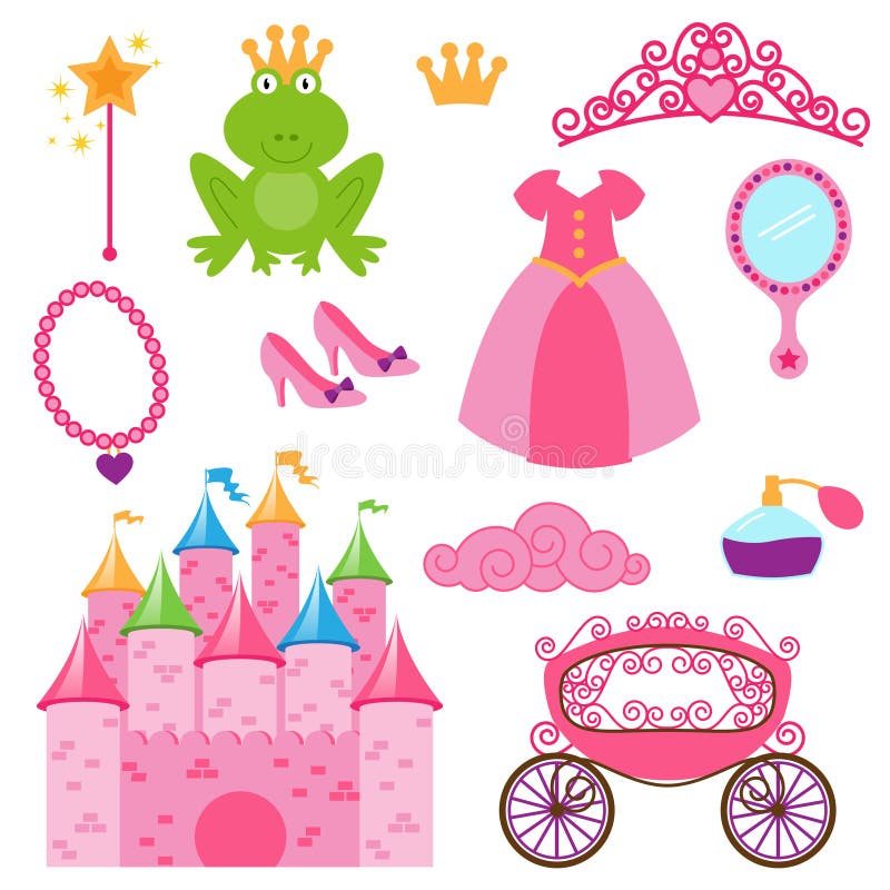 Vector Set of Princess and Fairy Items Stock Vector - Illustration of ...