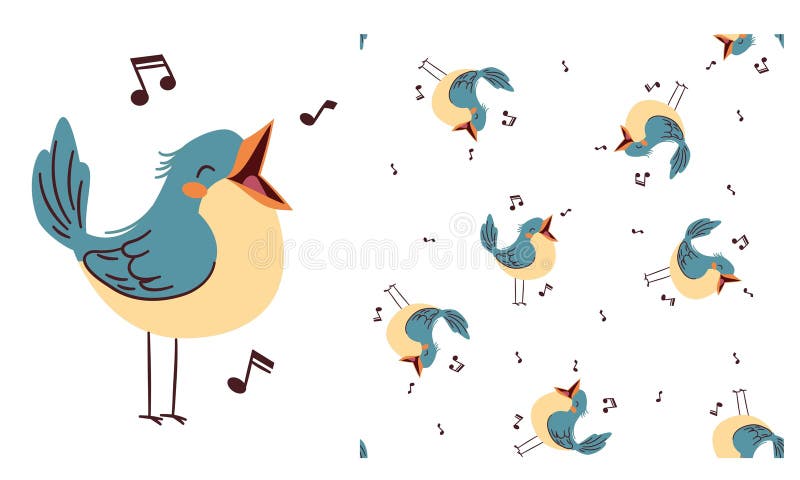 Vector Set for Printing on Children S Products. Cute Singing Bird with ...