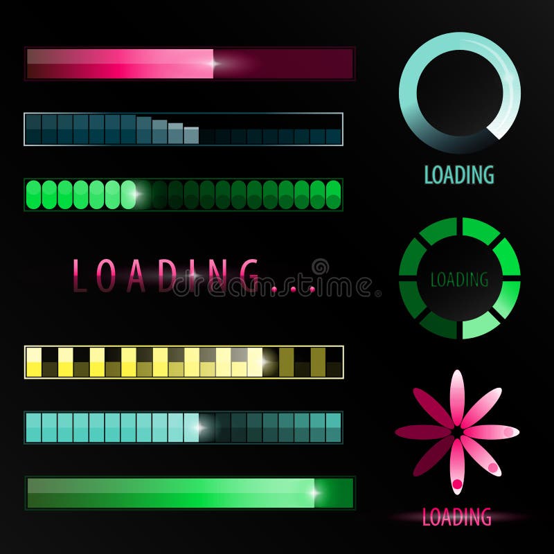 Vector Set of Progress Loading Bar. Stock Illustration - Illustration ...