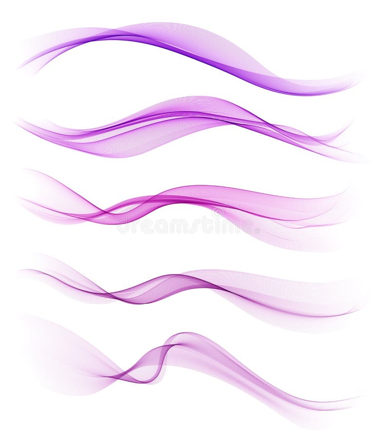 Set of Purple Abstract Wave Design Element Stock Vector - Illustration ...