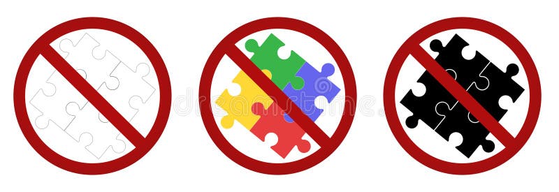 Vector Set with Puzzles in Prohibitory Signs. Collection of Forbidden ...