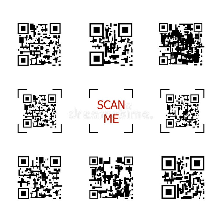 Vector Set of QR Codes, Scan Me, Code Generator Concept, Black Icons ...