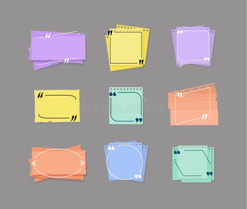Vector Set of Quote Frames, Memo Stickers, Colored Paper, Design ...