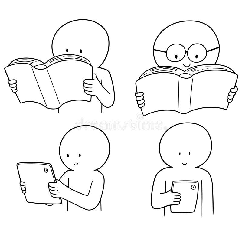 Vector set of reader stock vector. Illustration of read - 118250827