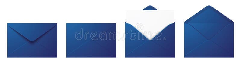 Vector Set of the Realistic Blue Envelopes. Stock Vector - Illustration ...