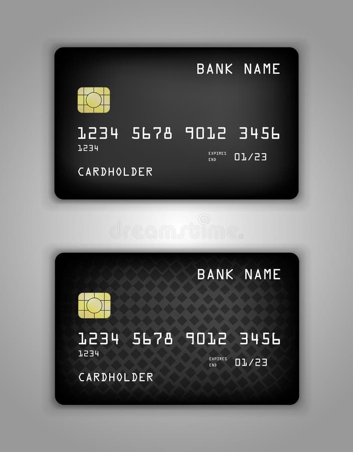 Realistic Credit Card Design Template with a Chip Frontside View Mock ...