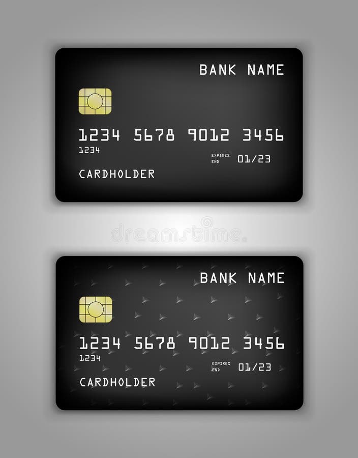 Vector Set Realistic Credit Bank Card Mockup. Black Gradient Pattern ...
