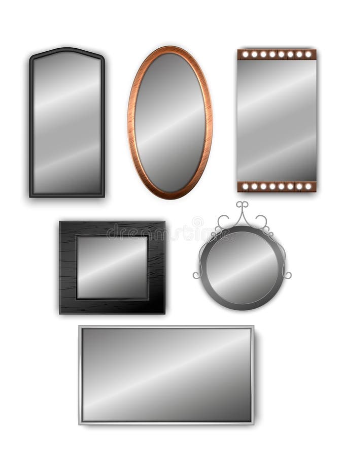 Vector Set of Realistic 3d Mirrors Isolated on White Background ...