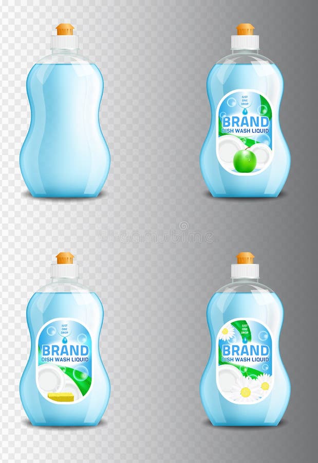 Dishwashing Liquid Soap with Lemon. Packaging with Template Label ...
