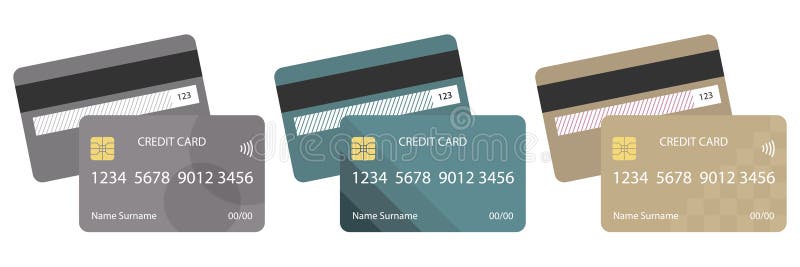 Vector Set of Realistic Double-sided Credit Plastic Bank Cards Stock ...