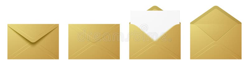 Vector Set of the Realistic Golden Envelopes. Stock Vector ...