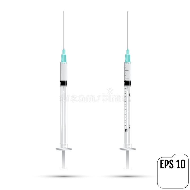 Vector Set of Realistic Insulin Syringe with Needle, Isolated on Stock ...