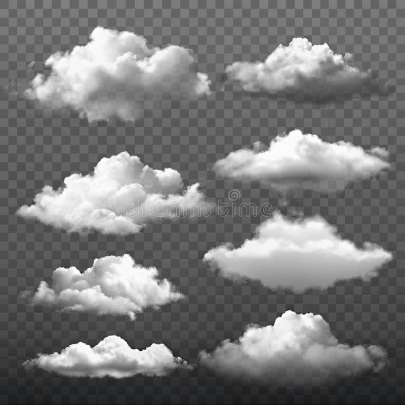Vector Set of Realistic Isolated Clouds on Transparent Background Stock ...