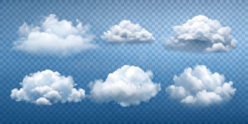 Vector Set of Realistic Isolated Clouds on Transparent Background Stock ...