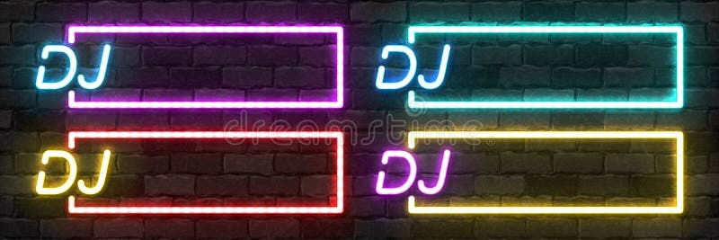 Vector Set of Realistic Isolated Neon Sign of DJ Frames for Party ...