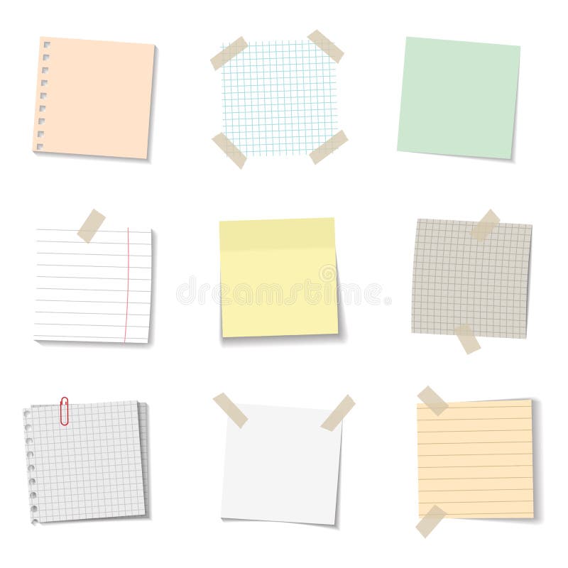 Vector Set of Realistic Paper Memo Sheets Stock Vector - Illustration ...