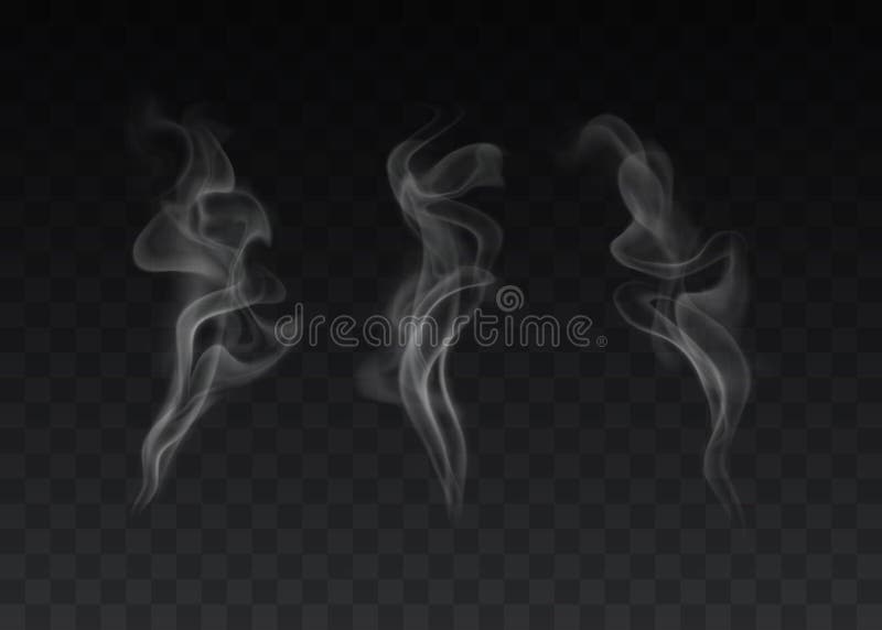 Vector Set of Realistic Smoke Effects on Dark Background Stock Vector ...