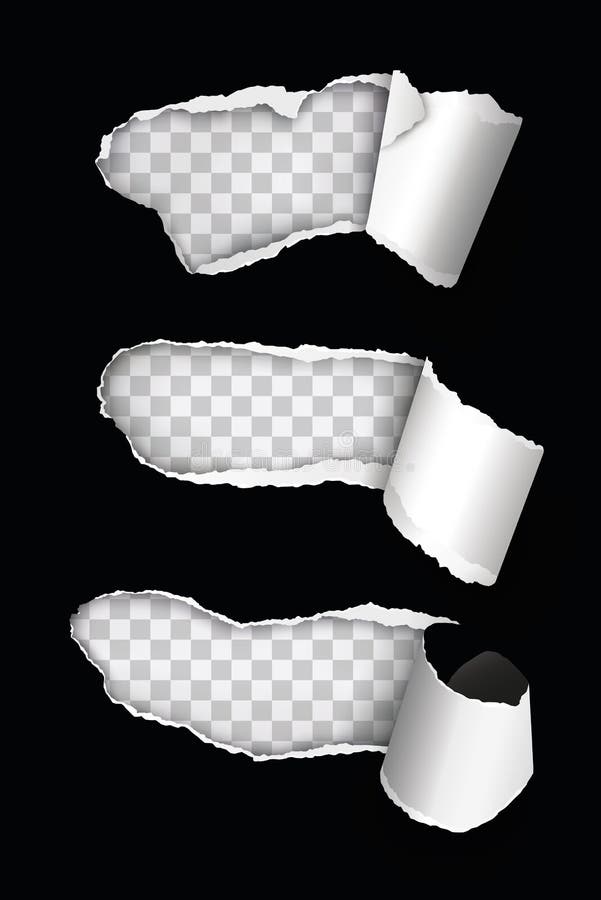 Vector Set of Realistic Torn Black Paper Holes with Rolled Edge on ...