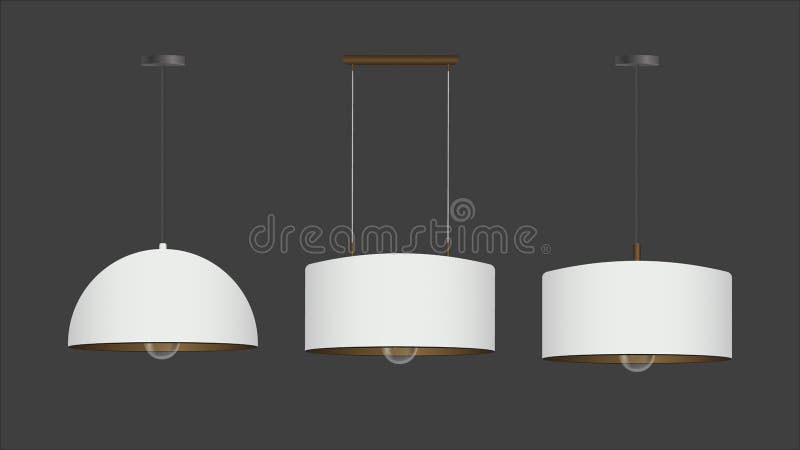Vector Set of Realistic White Lights. Loft Style Ceiling Light Stock ...