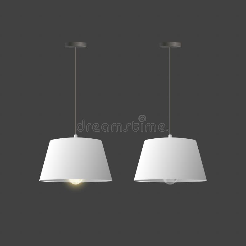 Vector Set of Realistic White Lights. Loft Style Ceiling Light Stock ...
