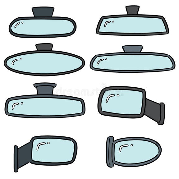 Vector Set of Rear View Mirrors Stock Vector - Illustration of round ...