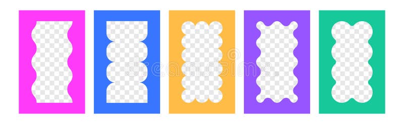 Set of Rectangle Squiggle Photo Frames, Color Fun Wiggly Borders with ...