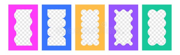 Set of Rectangle Squiggle Photo Frames, Color Fun Wiggly Borders with ...