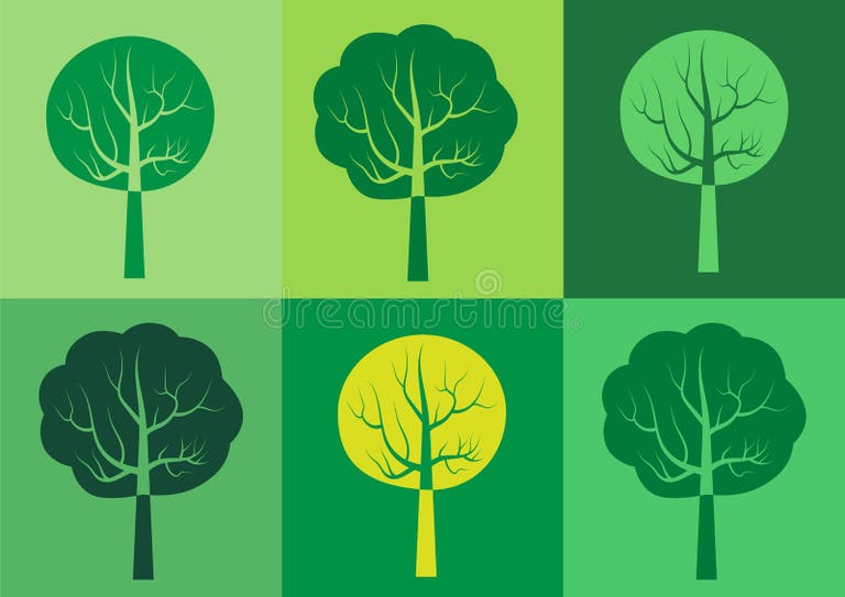Vector Set of Rectangular Tree Silhouette Icon Stock Vector ...