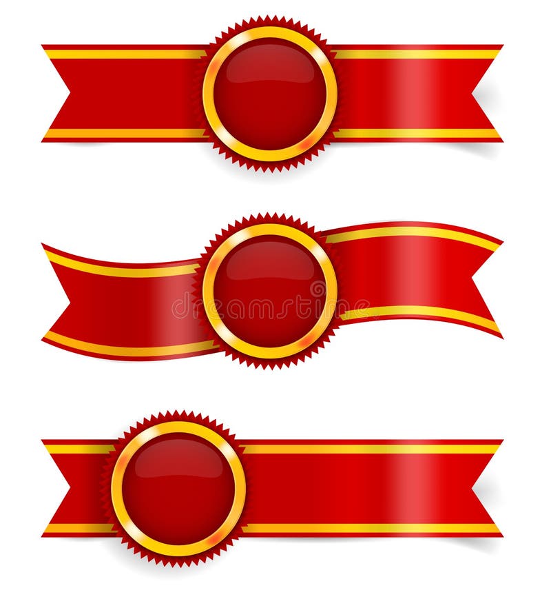 Vector Set of Red Award Ribbons Stock Vector - Illustration of icon ...