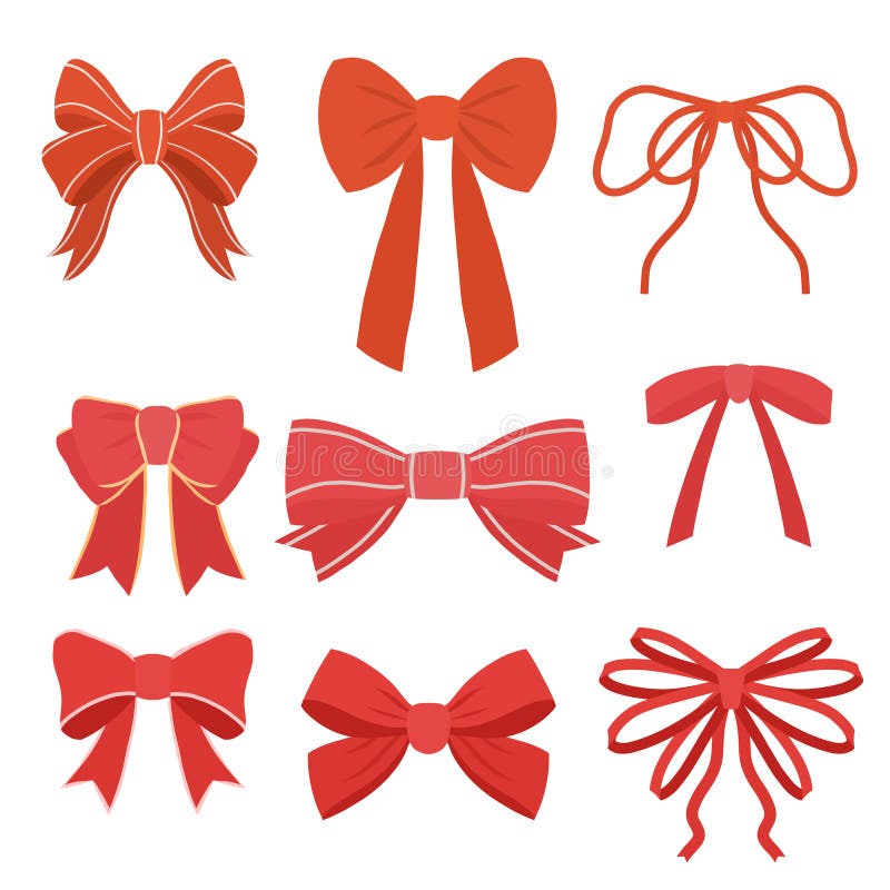 Vector Set of Red Vector Bows in a Flat Style. Festive Collection of ...