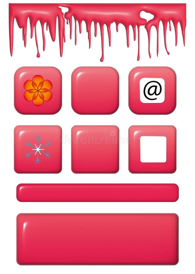 Vector Set of Red Buttons with Icons. Stock Vector - Illustration of ...