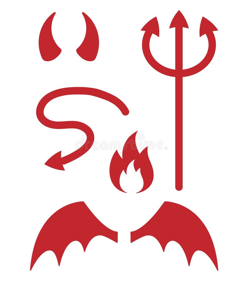 Vector Set of Red Devil Demon Things Accessories Stock Vector ...