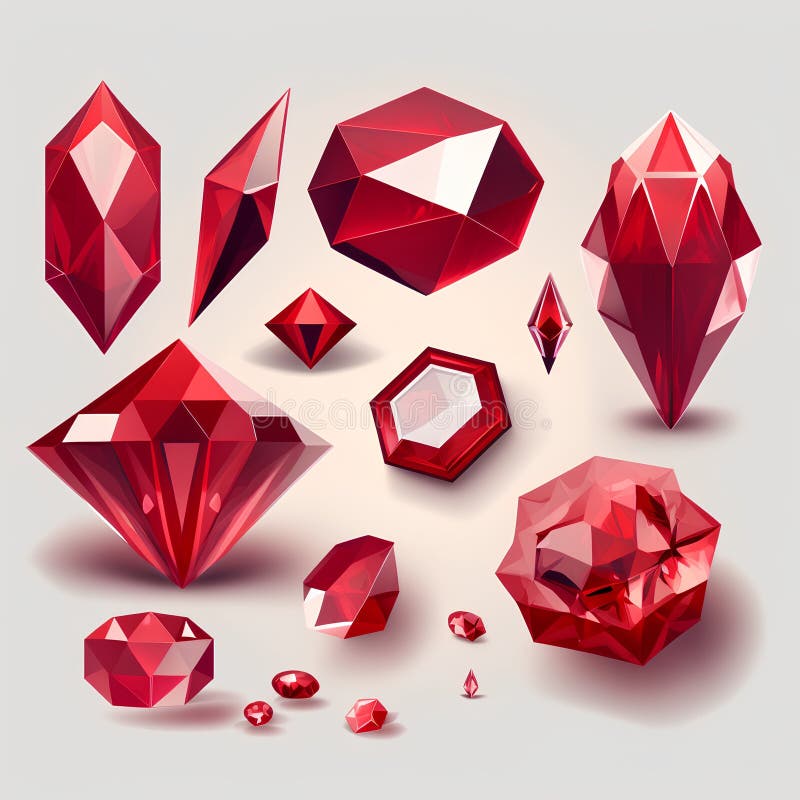 Vector Set of Red Gemstones. Realistic 3d Vector Gems Stock ...