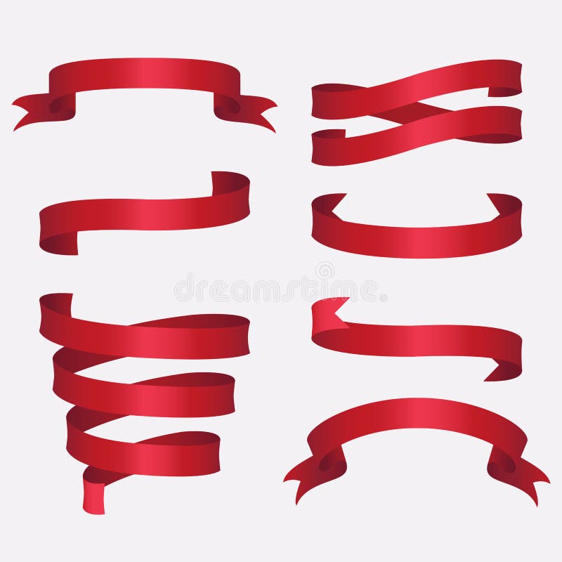 Vector set of red ribbons stock illustration. Illustration of curled ...