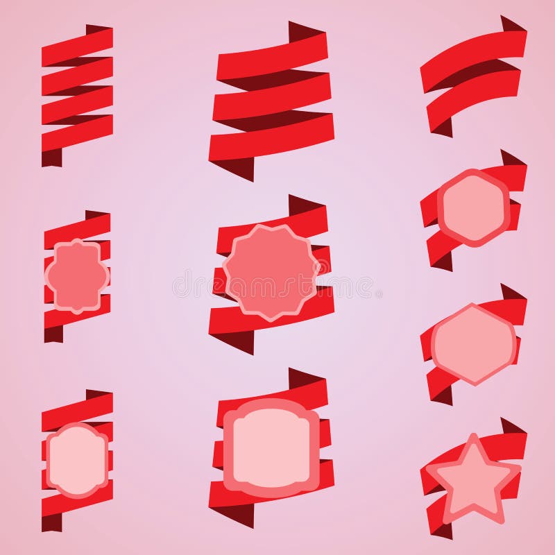 Vector Set of Red Ribbons, Label, Sticker. Stock Vector - Illustration ...