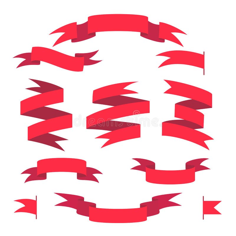 Vector Set of Red Ribbons. Modern Flat Icons. Stock Vector ...
