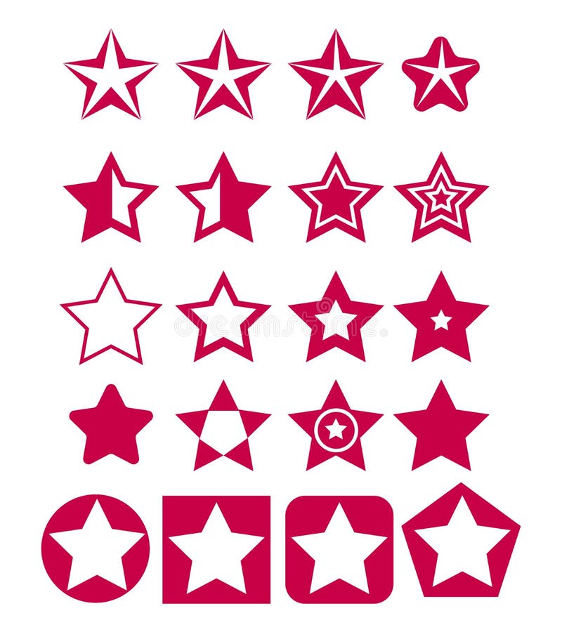 Vector Set of Red Star Icons Stock Vector - Illustration of decoration ...