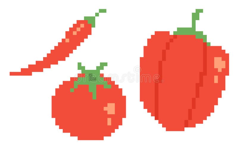 Pixel Art Chilli Pepper Icon. Stock Vector - Illustration of vegetarian ...