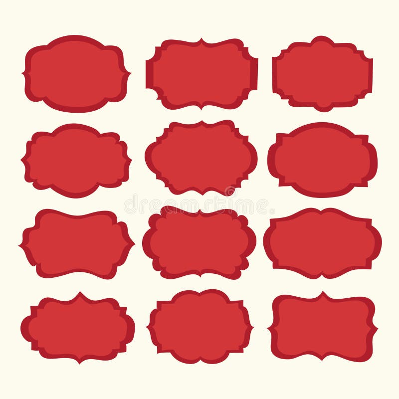 Vector Set Red Vintage Labels and Frames. Vector Illustration Stock ...