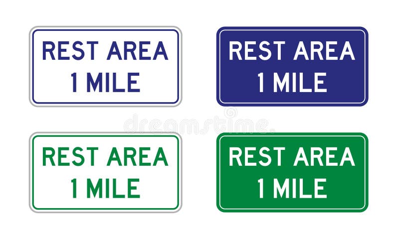 Vector Rest Area 1 Mile Sign Set Stock Vector - Illustration of front ...