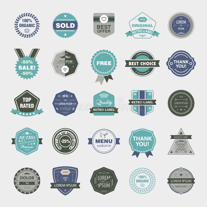 Vector Set of Retro Badges, Vintage Labels, Icons Stock Vector ...