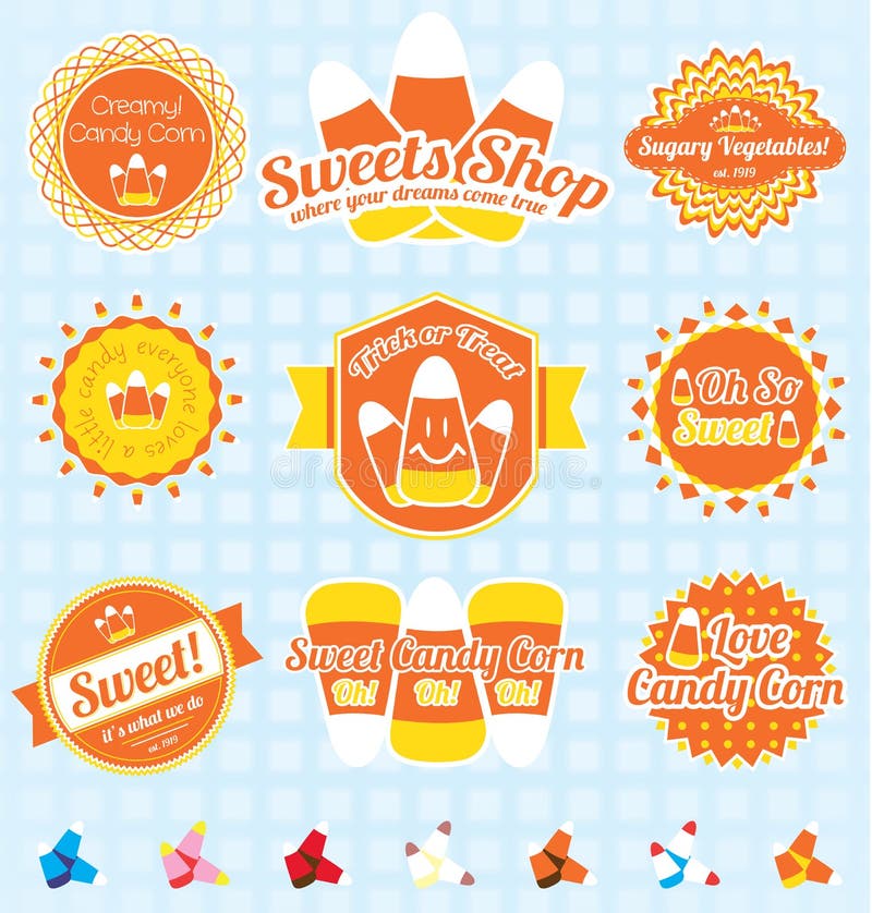 Retro Candy Shop Labels and Stickers Stock Vector - Illustration of ...